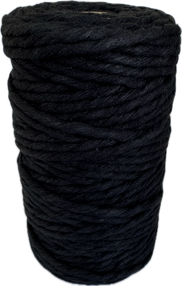 Premium Macrame Cord - 4mm Single Twist Black 500g - 100% Cotton ...